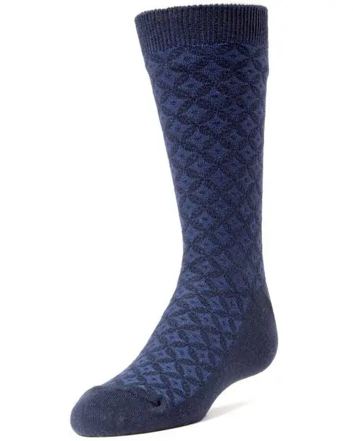 MEMOI Diamonds And Dots Crew Socks - Navy