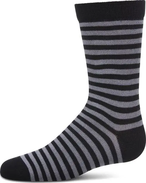 MEMOI Thin Stripe Crew Sock - Black