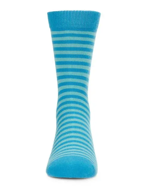 MEMOI Thin Stripe Crew Sock - Teal