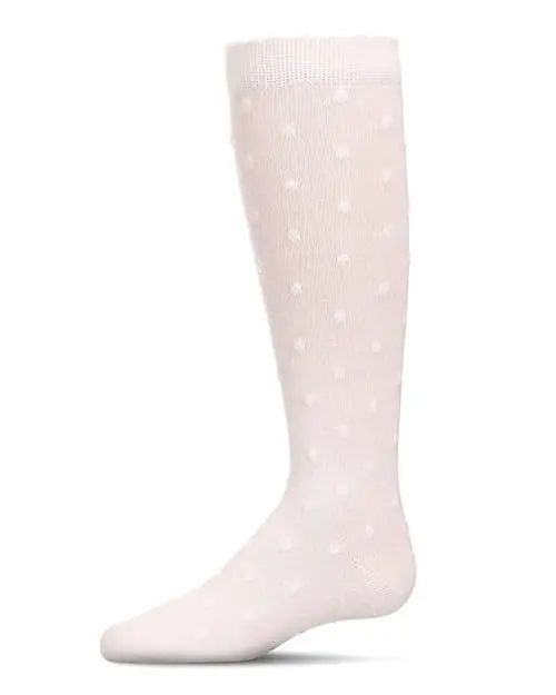 MEMOI Cotton-blend Swiss Dot Knee High Socks - Winter White