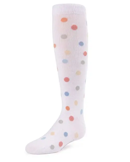 MEMOI Polka Dot Knee High Socks - White