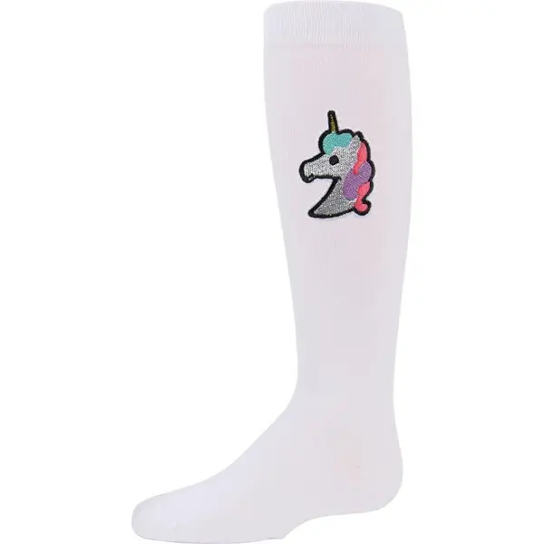 MEMOI Glitter Unicorn Knee-high Socks - White