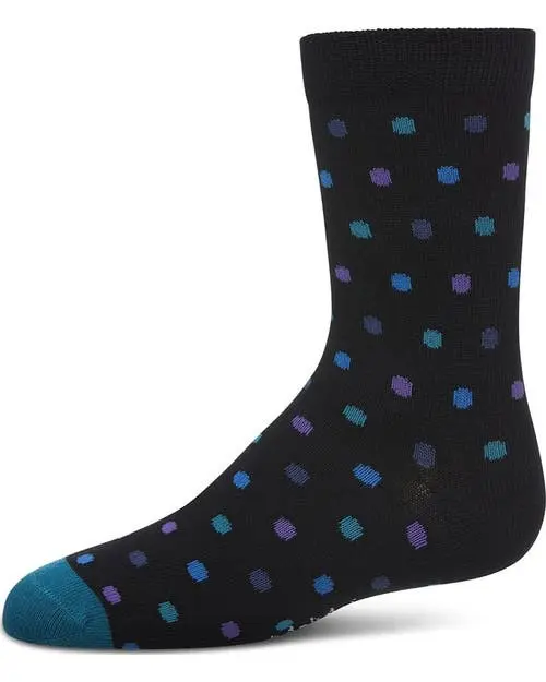 MEMOI Colorful Dot-patterned Crew Sock - Black