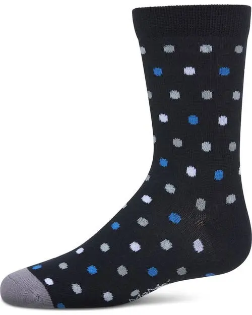 MEMOI Colorful Dot-patterned Crew Sock - Navy
