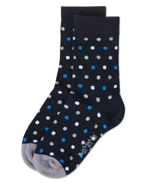MEMOI Dot-patterned Crew Socks - Navy