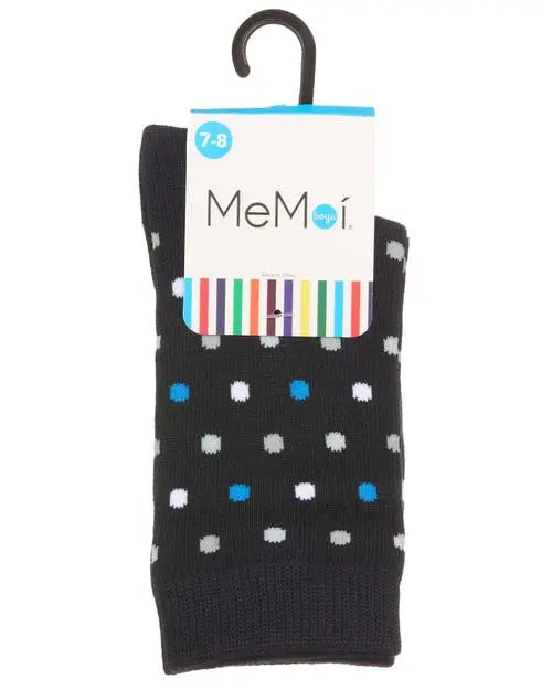 MEMOI Dot-patterned Crew Socks - Navy