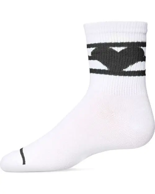 MEMOI Sweetheart Crew Socks - Black