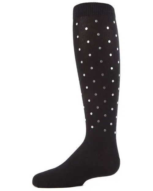 MEMOI Polka Dot Knee High Socks - Black