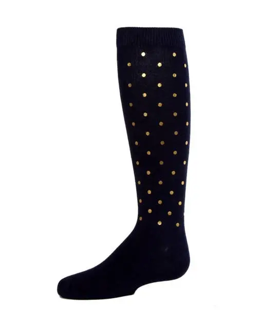 MEMOI Polka Dot Knee High Socks - Blue Nights