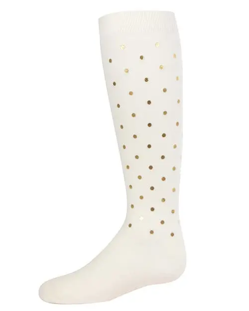 MEMOI Polka Dot Knee High Socks - Winter White