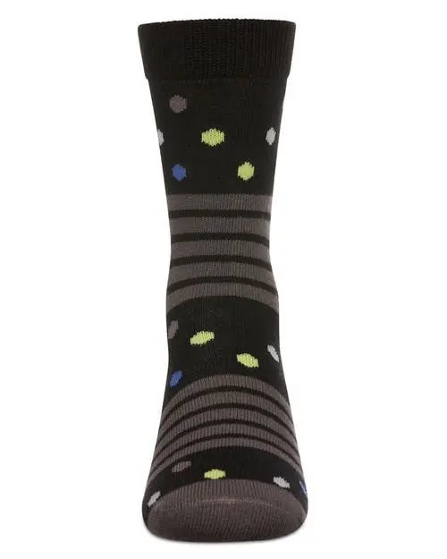 MEMOI Stripe And Dot Crew Socks - Black
