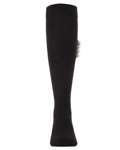 MEMOI Side Pearls Knee High Socks