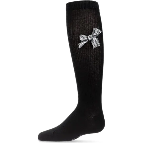 MEMOI Herringbone Ribbed Knee Highs - Black