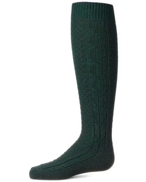 MEMOI Cozy Cable Ribbed Knit Knee-high Socks - Dark Hunter Green