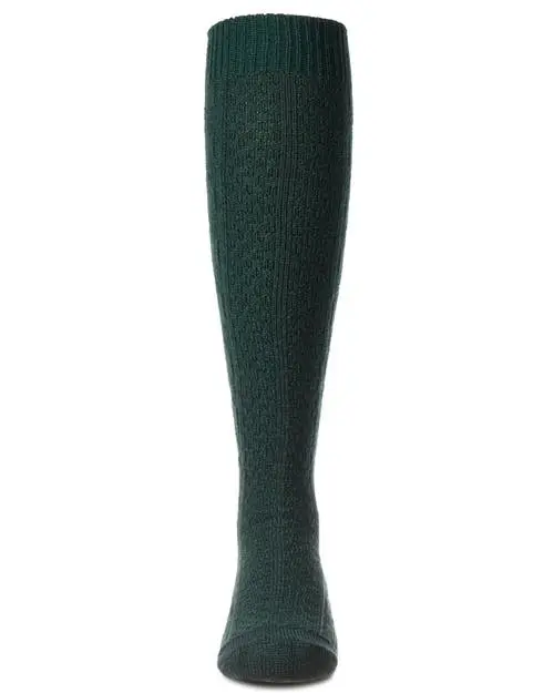 MEMOI Cozy Cable Ribbed Knit Knee-high Socks - Dark Hunter Green
