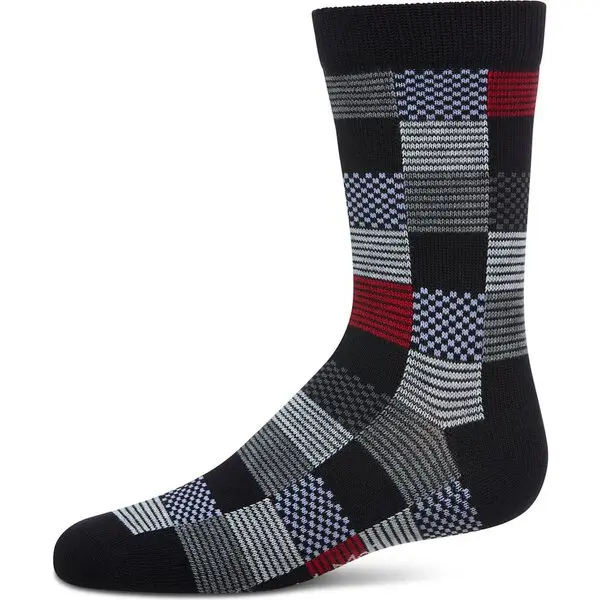 MEMOI Checkerboard Crew Sock - Black