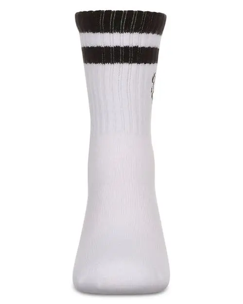 MEMOI Checkered Heart Crew Socks - Black
