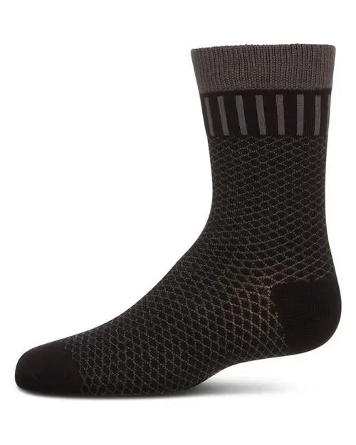 MEMOI Geometric-pattern Crew Sock - Black