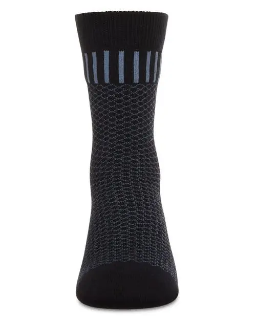 MEMOI Geometric Pattern Crew Socks - Navy