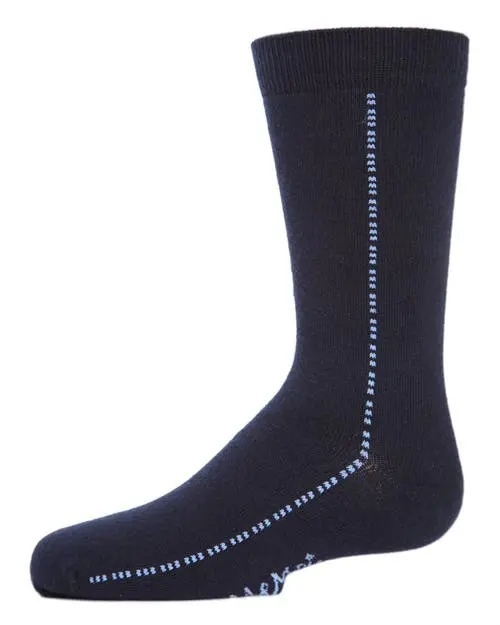 MEMOI Dots On Down Mercerized Crew Socks - Navy