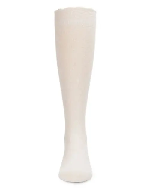 MEMOI Double Diamond Knee High Socks - Winter White