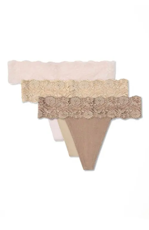 PACT Lace Waist Thong 3-pack Made With Organic Cotton - Nearly Bare