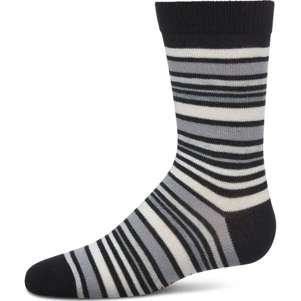 MEMOI Multi-stripe Gauge Crew Sock - Black
