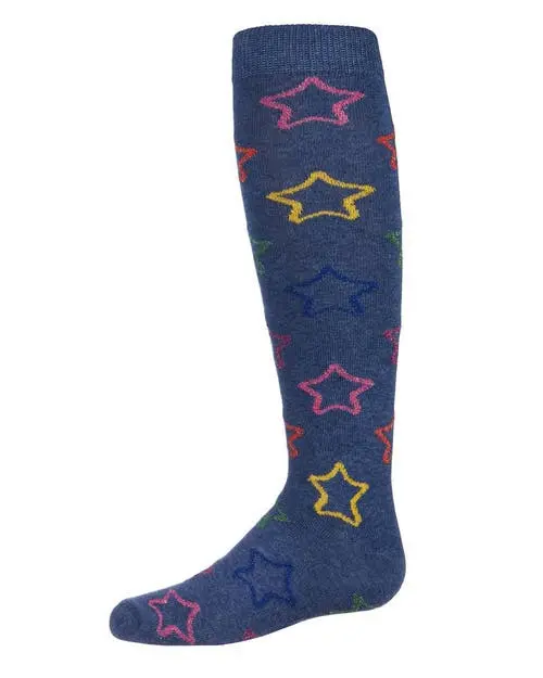 MEMOI Star Shine Knee High Socks - Denim