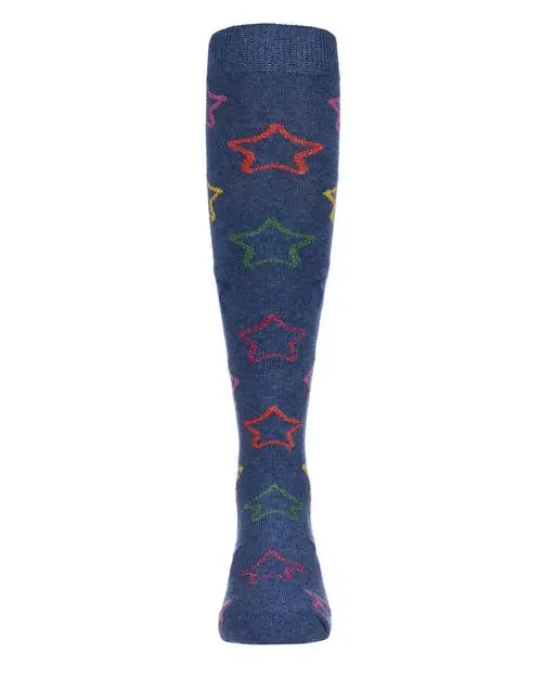 MEMOI Star Shine Knee High Socks - Denim