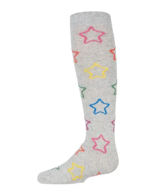 MEMOI Star Shine Knee High Socks - Lt Gray Heather