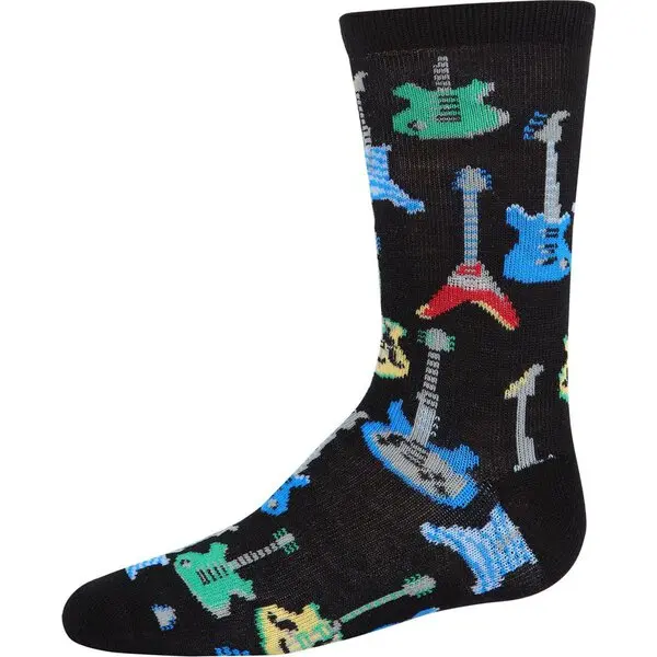 MEMOI Guitar Blend Crew Socks - Black