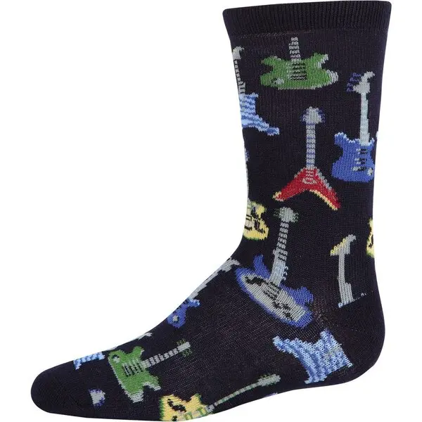 MEMOI Guitar Blend Crew Socks - Navy