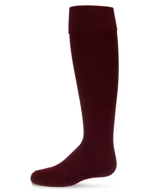 MEMOI Cuffed Opaque Knee High Socks - Dark Maroon