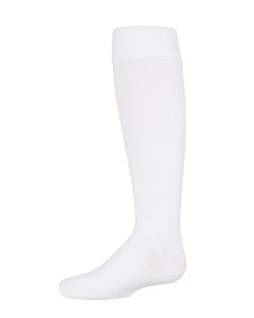 MEMOI Cuffed Opaque Knee High Socks - White