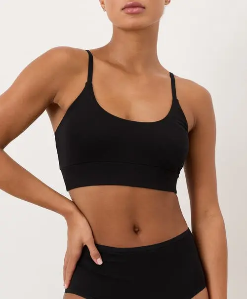 PACT Everyday Strappy Scoop Bralette Made With Organic Cotton - Black