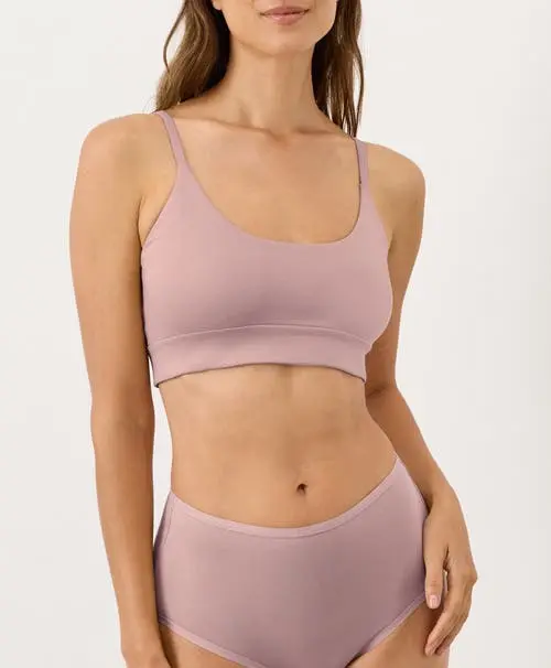 PACT Everyday Strappy Scoop Bralette Made With Organic Cotton - Dusted Violet