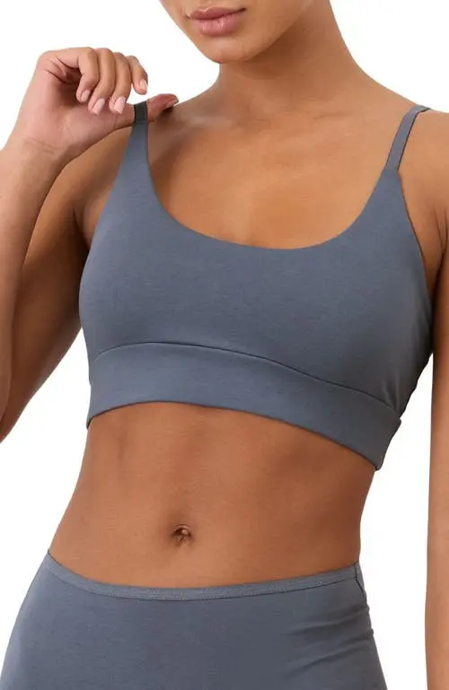PACT Everyday Strappy Scoop Bralette Made With Organic Cotton - Light Steel Blue
