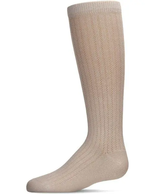 MEMOI Chain Stitch Knee High Socks - Blush