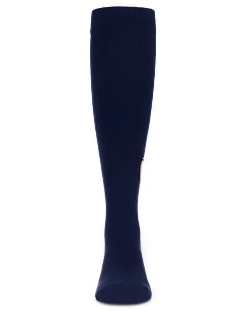 MEMOI Heart Patch Cotton-blend Knee High Socks - Navy