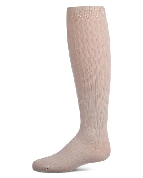 MEMOI Ribbed Cotton-blend Knee High Socks - Latte