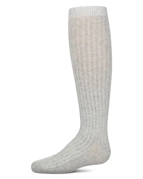 MEMOI Ribbed Cotton-blend Knee High Socks - Lt Gray Heather