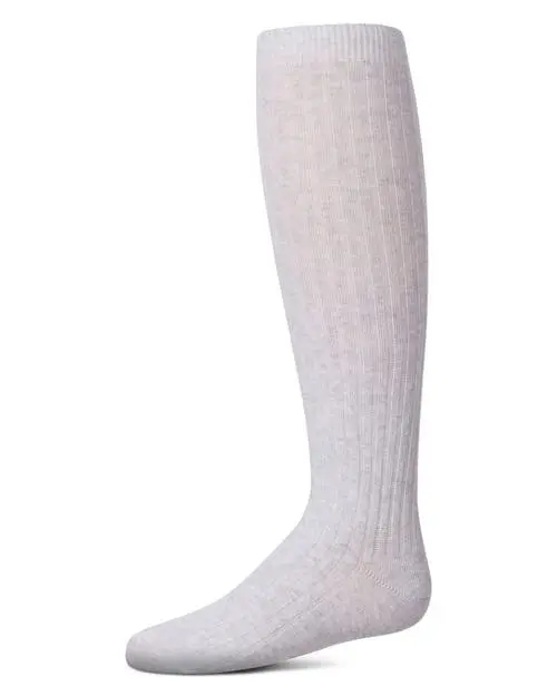MEMOI Ribbed Cotton-blend Knee High Socks - Stone Heather