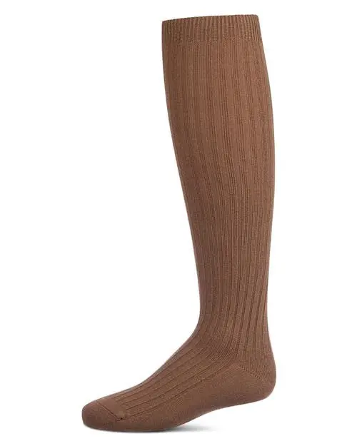 MEMOI Ribbed Cotton-blend Knee High Socks - Toasted Almond