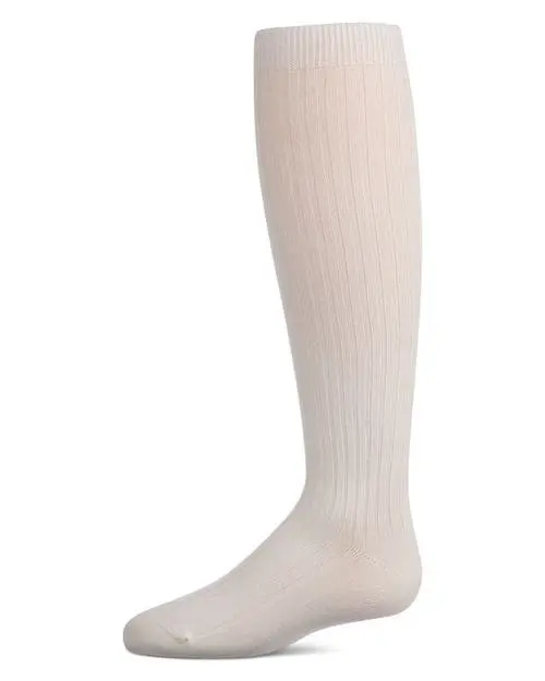 MEMOI Ribbed Cotton-blend Knee High Socks - Winter White