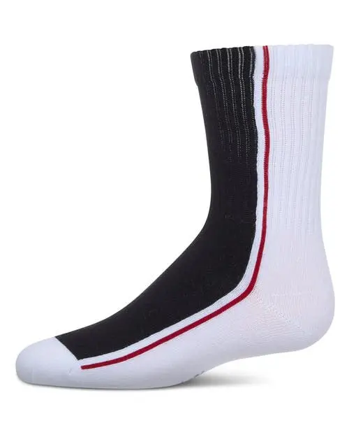 MEMOI Color Block Stripe Crew Socks - Black