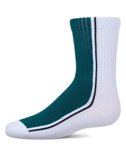 MEMOI Color Block Stripe Crew Socks - Blue