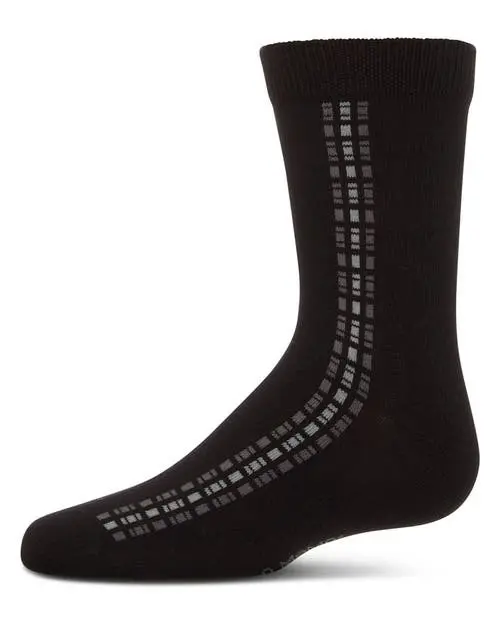 MEMOI Vertical Dashed Line Crew Socks - Black