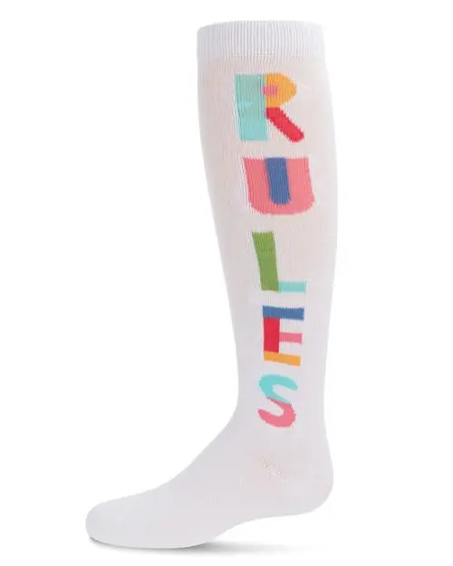 MEMOI Camp Rules Knee High Socks - White