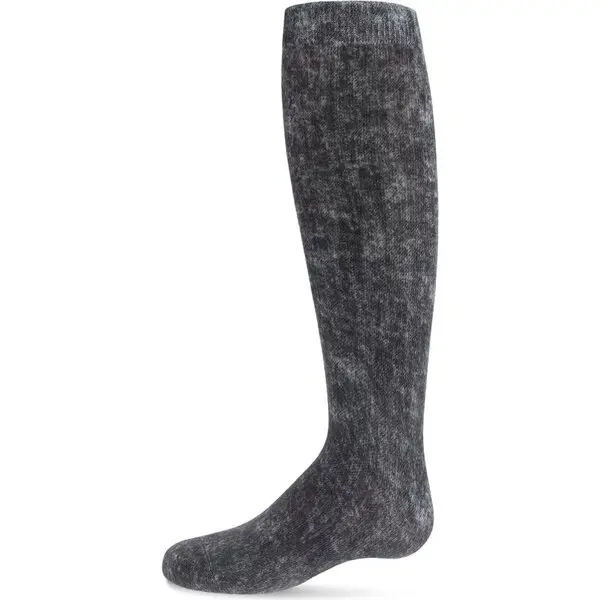 MEMOI Distressed Wash Knee High Socks - Black