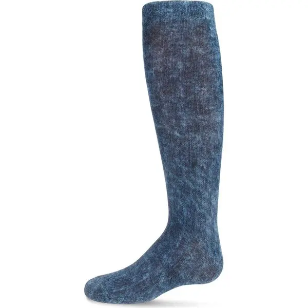 MEMOI Distressed Wash Knee High Socks - Blue